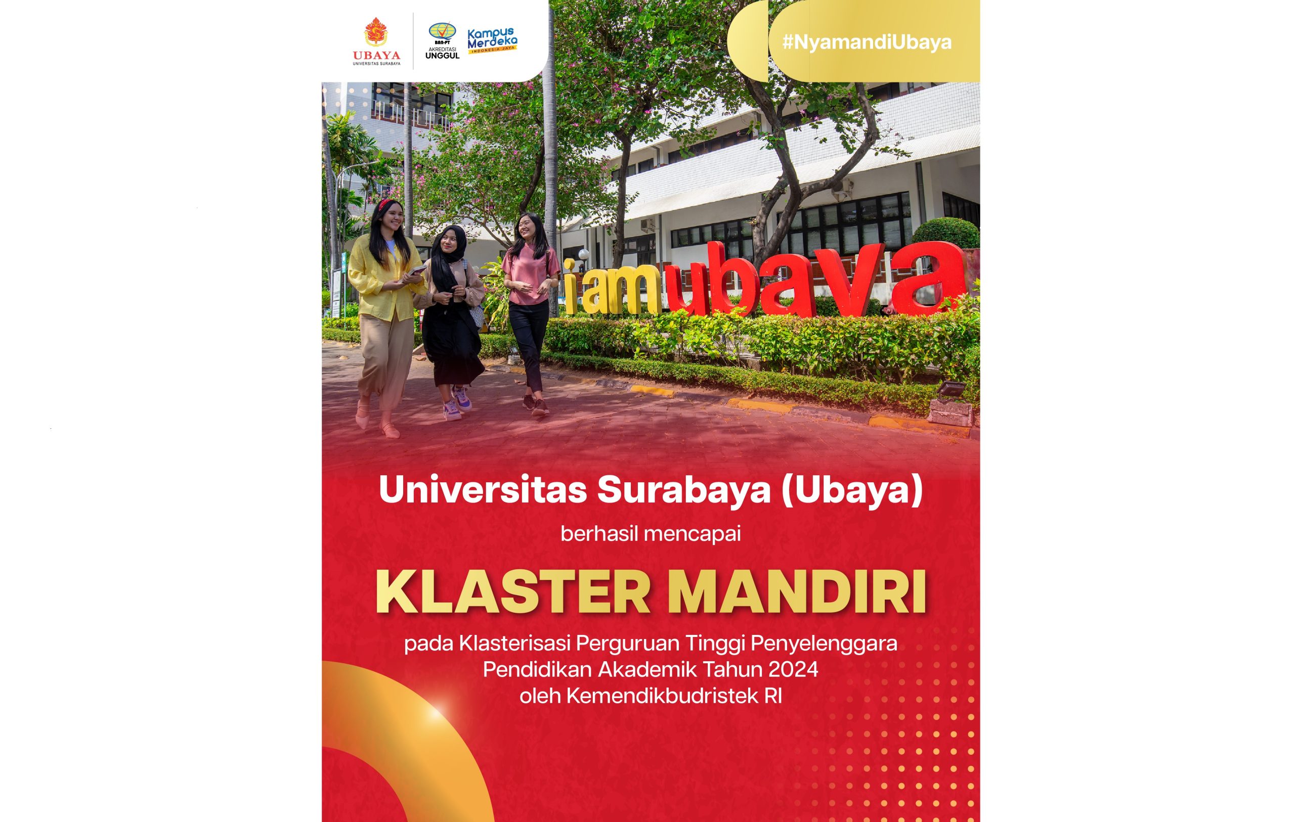 Ubaya Masuk Klasterisasi Kategori Mandiri - Universitas Surabaya (UBAYA)